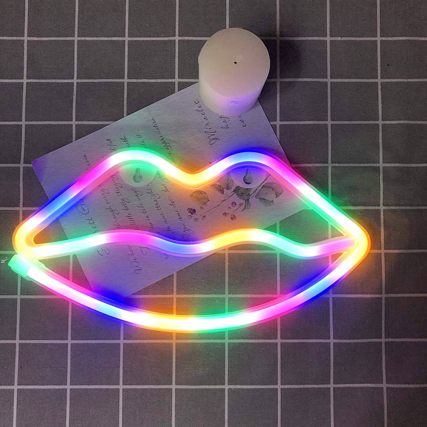 Rainbow Lips LED Neon Sign, Lips Neon Wall Light
