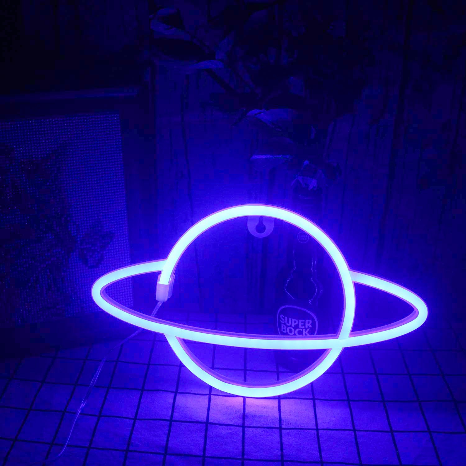 Blue Planet LED Neon Sign, Planet Neon Wall Light