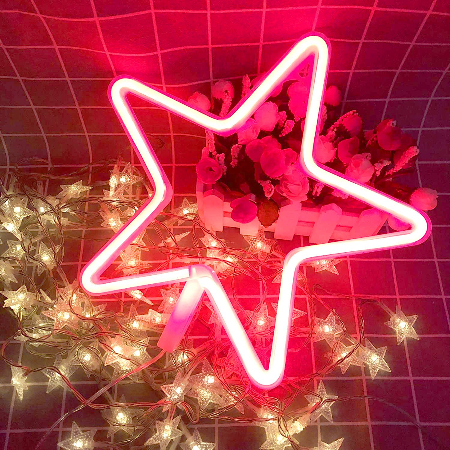 Red Star LED Neon Sign, Star Neon Wall Light