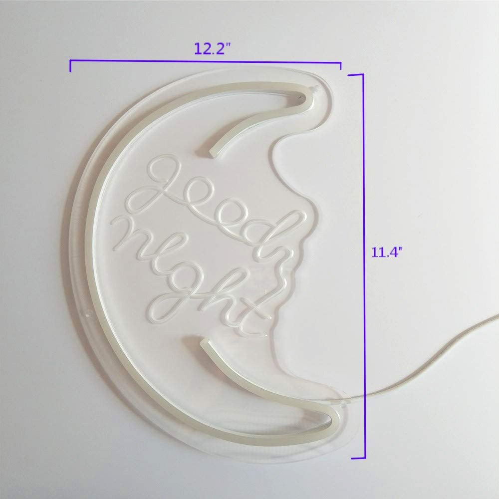White Goodnight Moon LED Neon Sign, Good Night Light