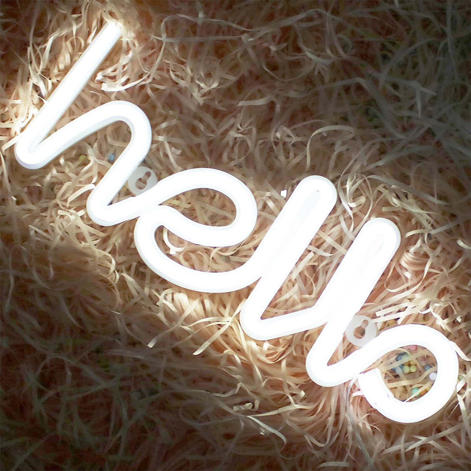 White Hello LED Neon Sign, Hello Neon Wall Light