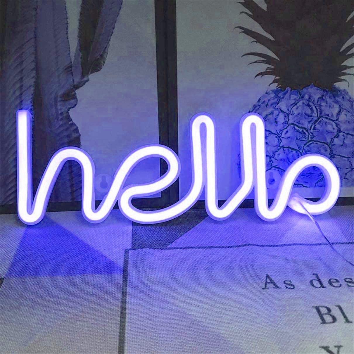 Blue Hello LED Neon Sign, Hello Neon Wall Light