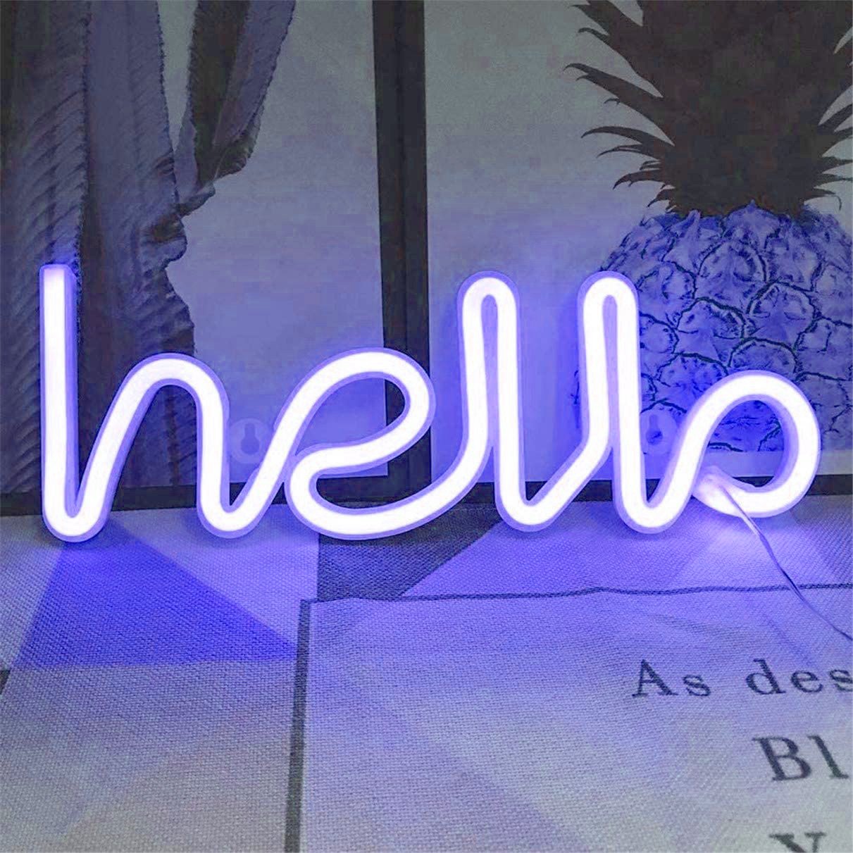 Blue Hello LED Neon Sign, Hello Neon Wall Light