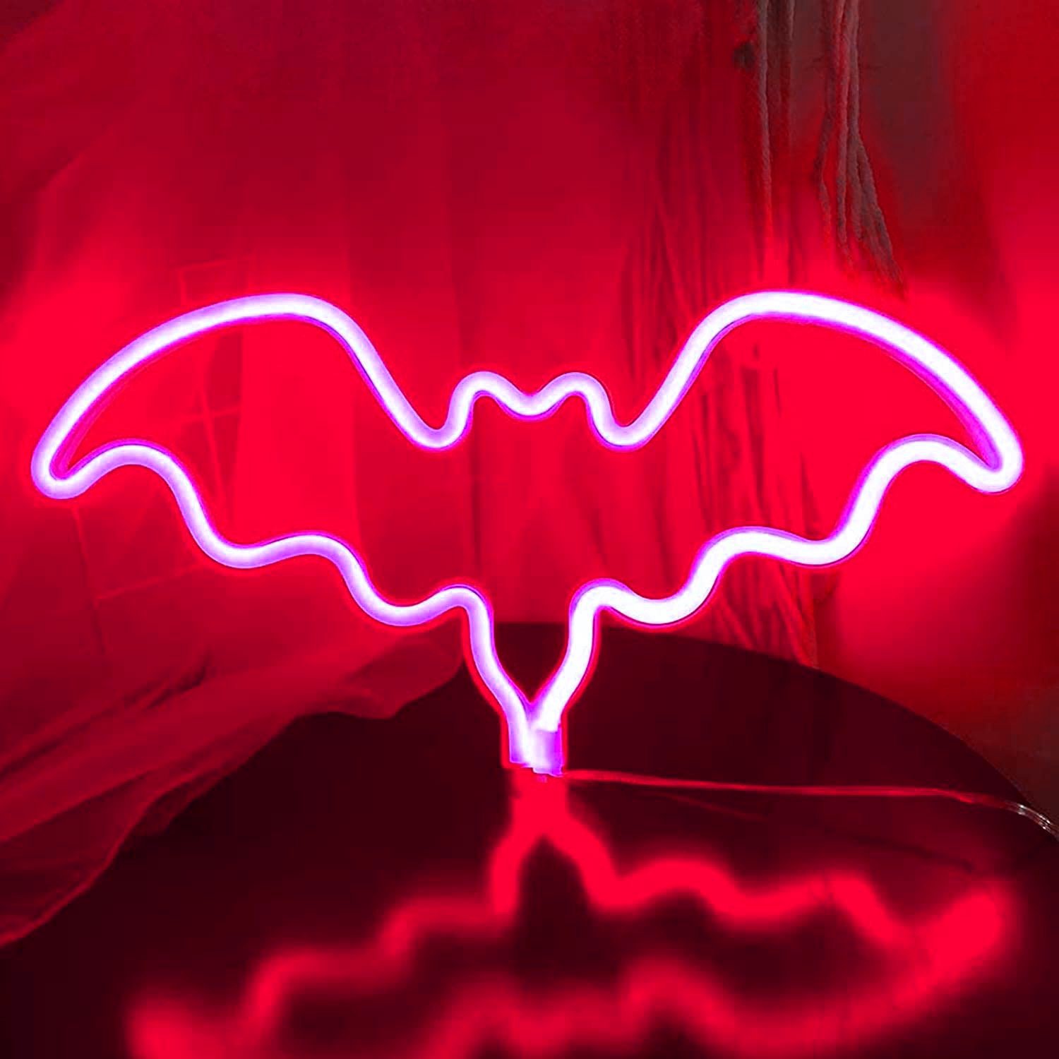 Red Bat LED Neon Sign, Bat Neon Wall Light