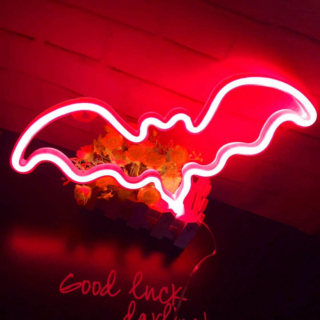 Red Bat LED Neon Sign, Bat Neon Wall Light