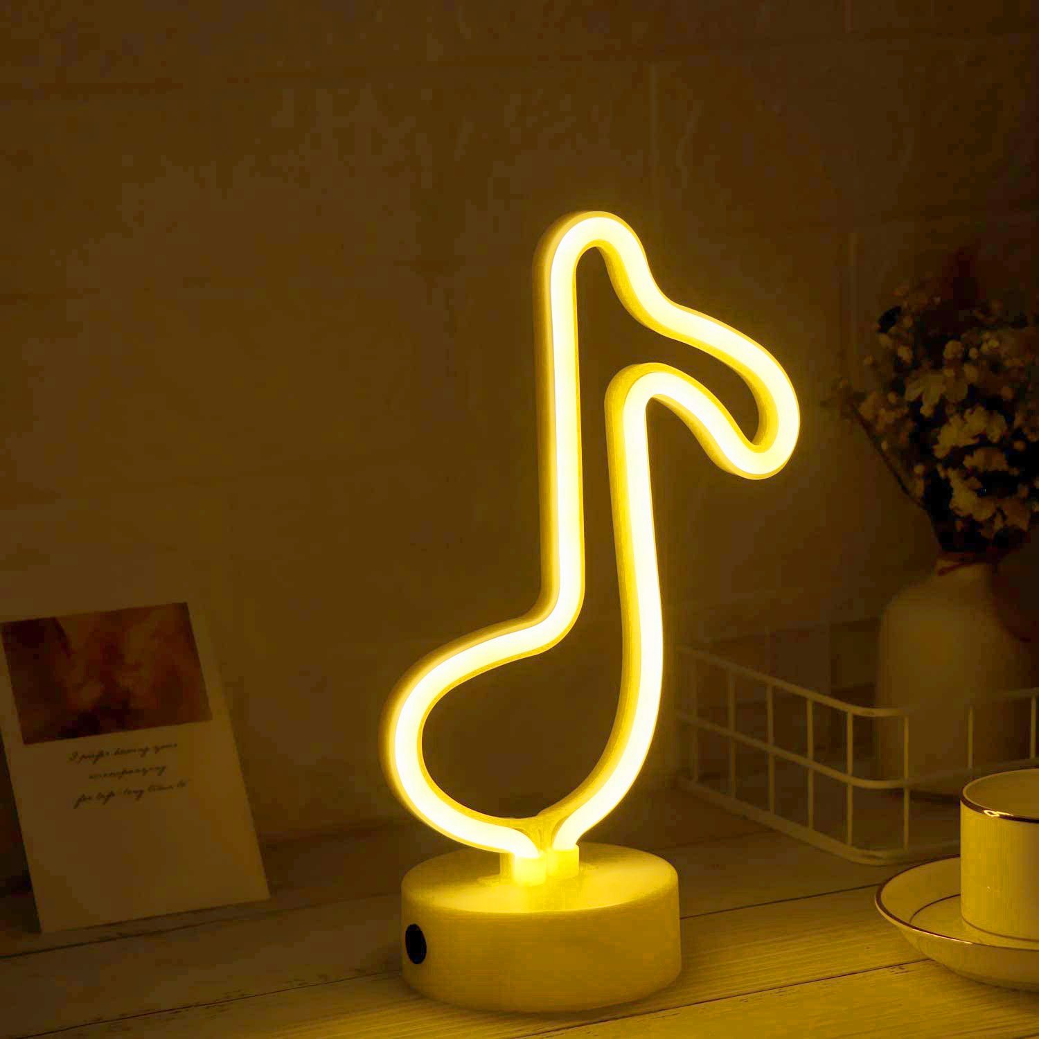 Warm White Music Note LED Neon Lamp, Music Note Neon Lamp, White Desk Lamp