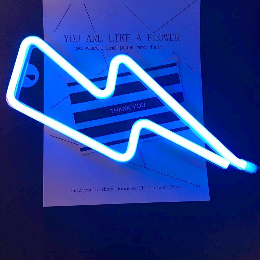 Blue Lightning Bolt LED Neon Sign, Lightning Wall Light