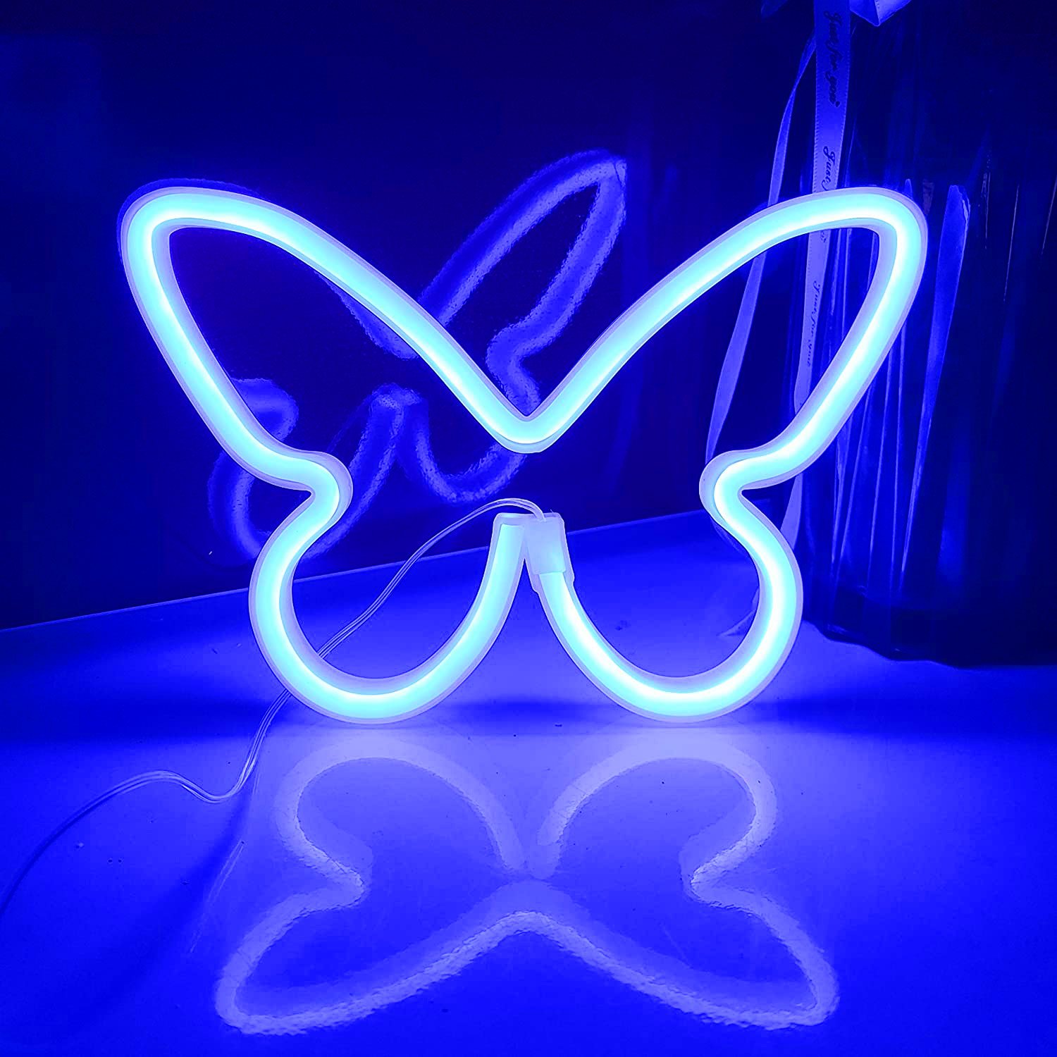 Blue Butterfly LED Neon Sign, Butterfly Wall Light