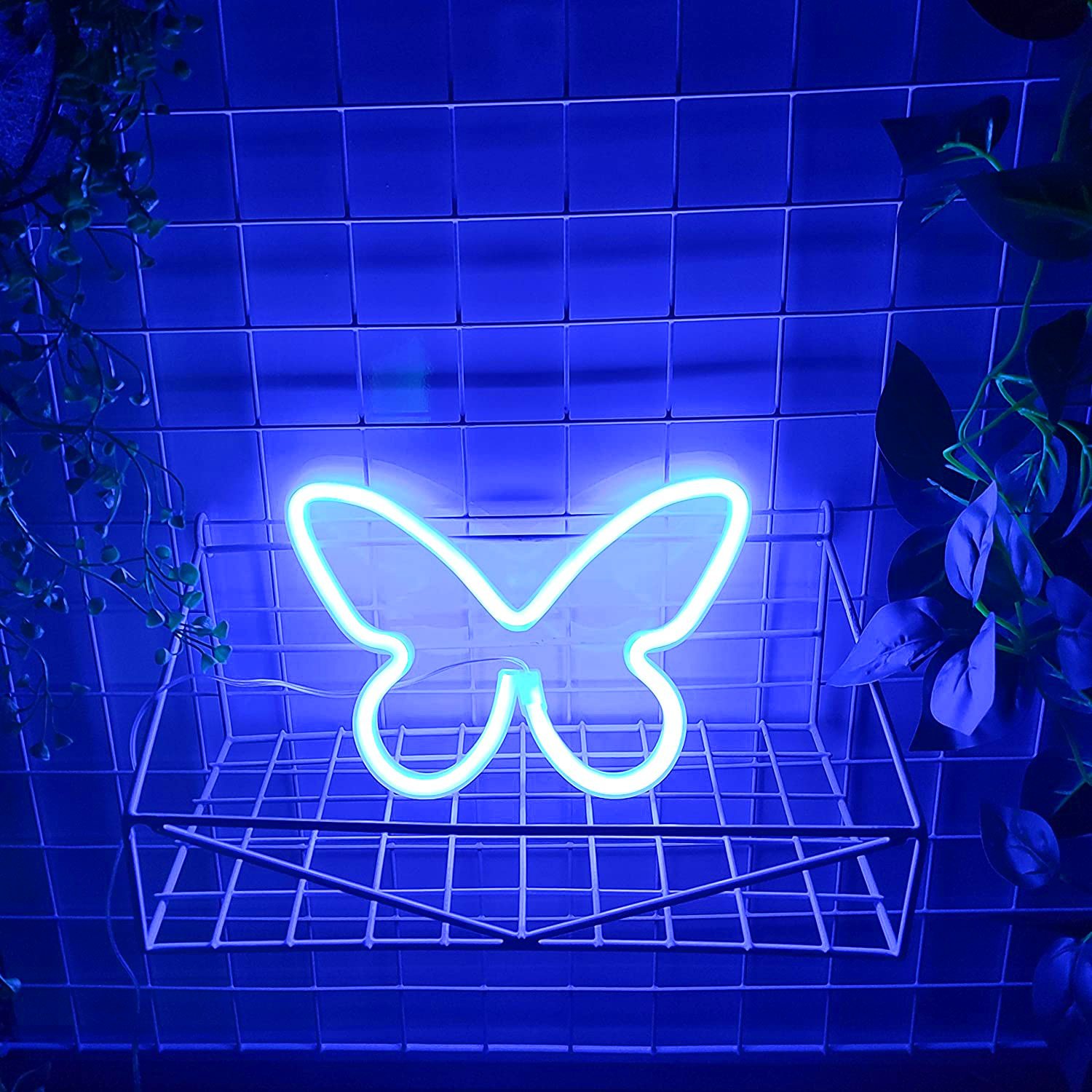 Blue Butterfly LED Neon Sign, Butterfly Wall Light