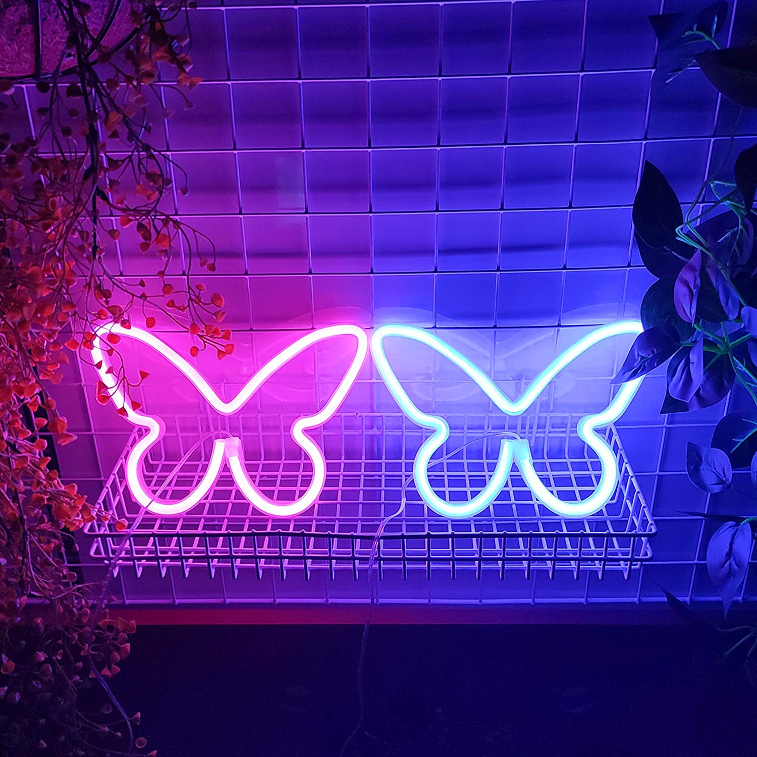 Blue Butterfly LED Neon Sign, Butterfly Wall Light