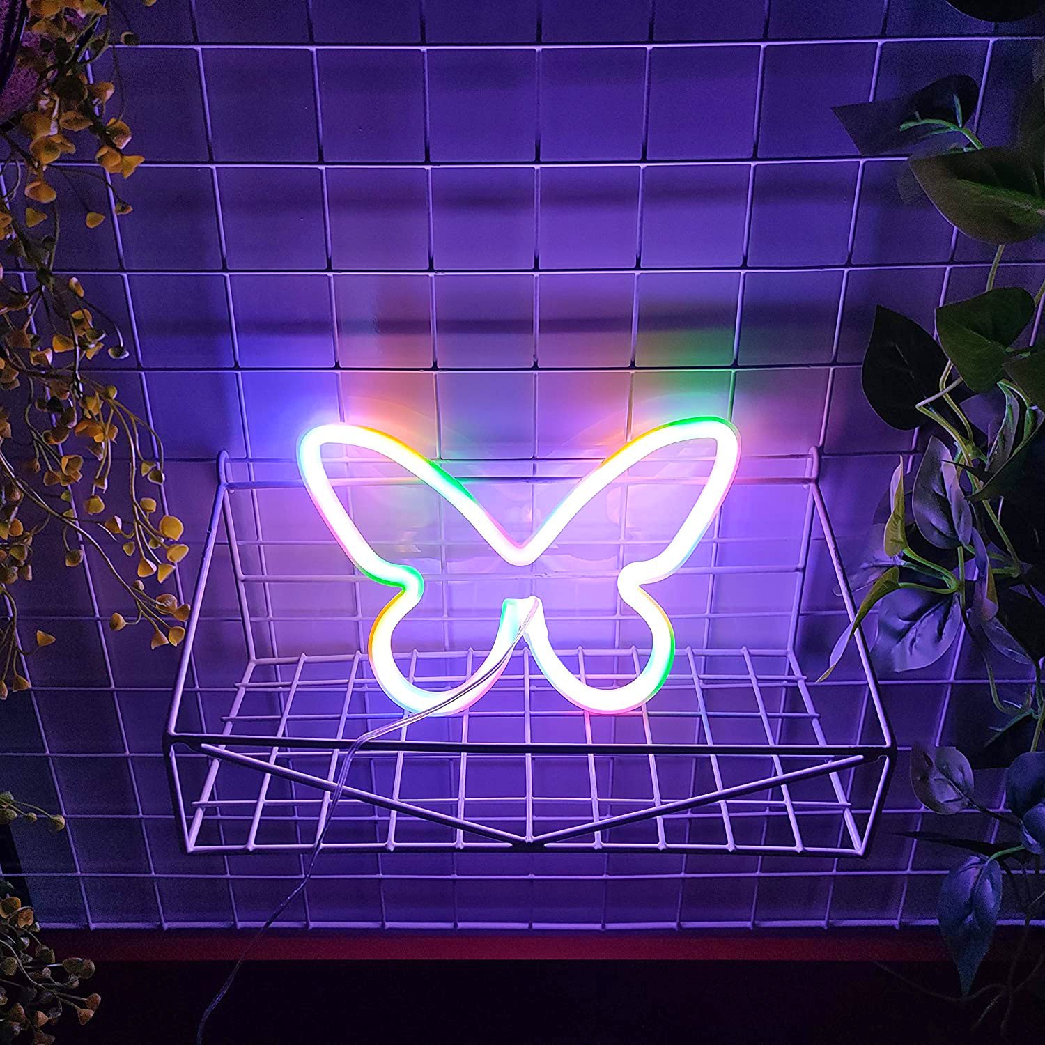 Rainbow Butterfly LED Neon Sign, Butterfly Wall Light