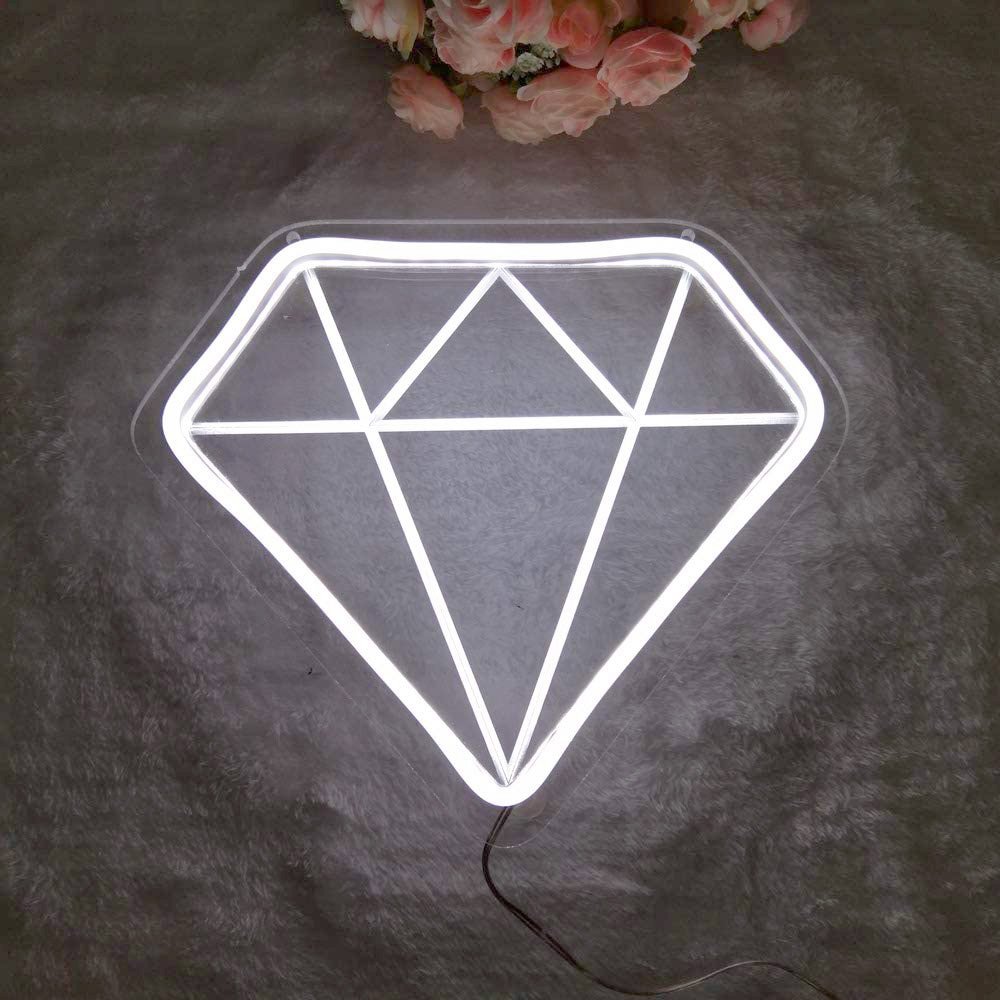 White Diamond LED Neon Sign, White Wall Light