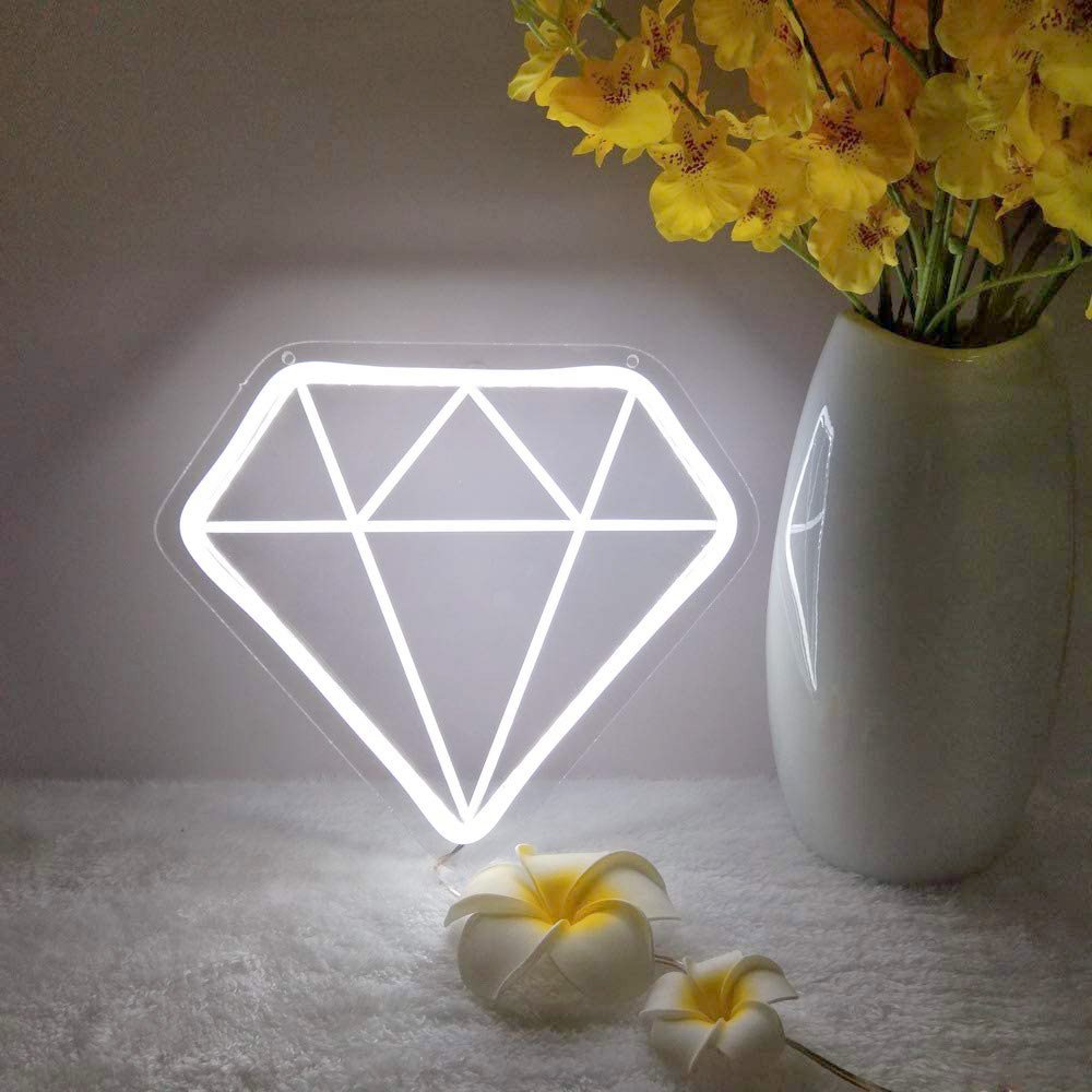 White Diamond LED Neon Sign, White Wall Light
