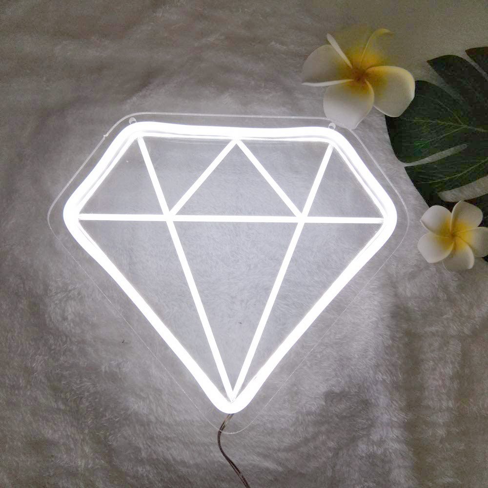 White Diamond LED Neon Sign, White Wall Light