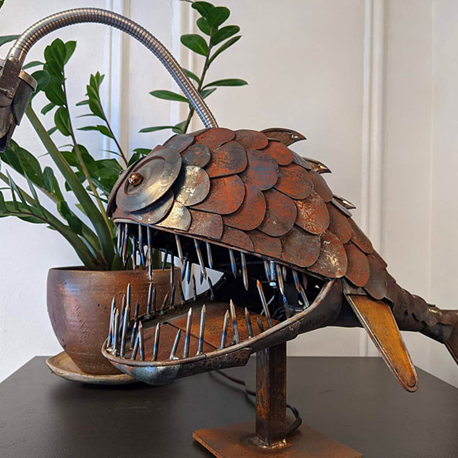 Handmade Angler Fish Desk Lamp, Camera Lamp