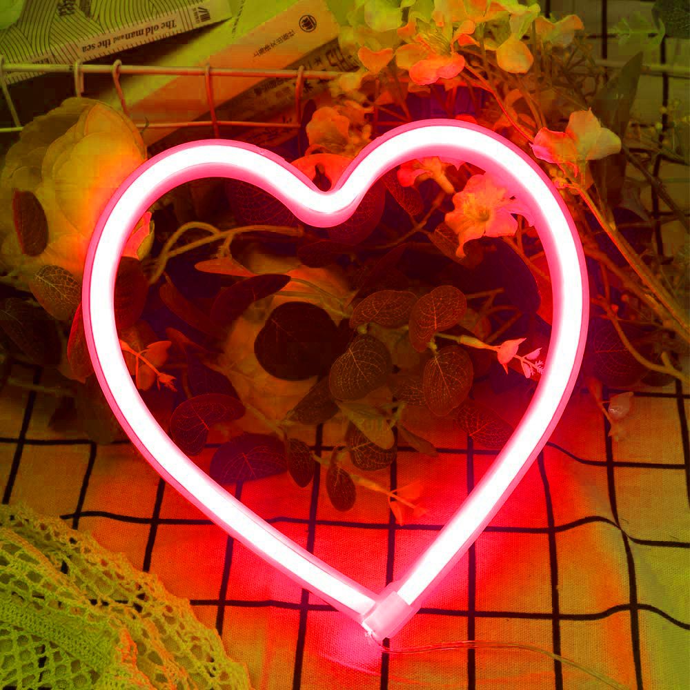 Red Heart LED Neon Sign, Heart Wall Light