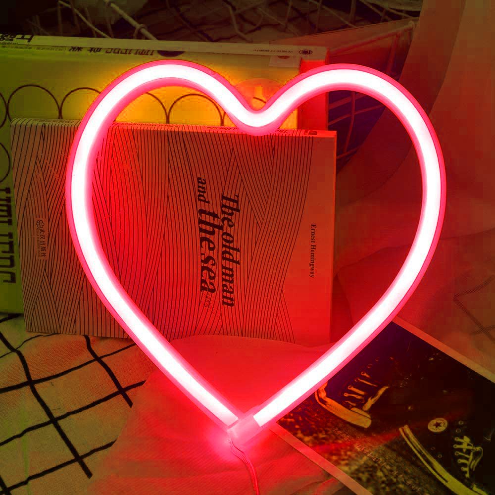 Red Heart LED Neon Sign, Heart Wall Light