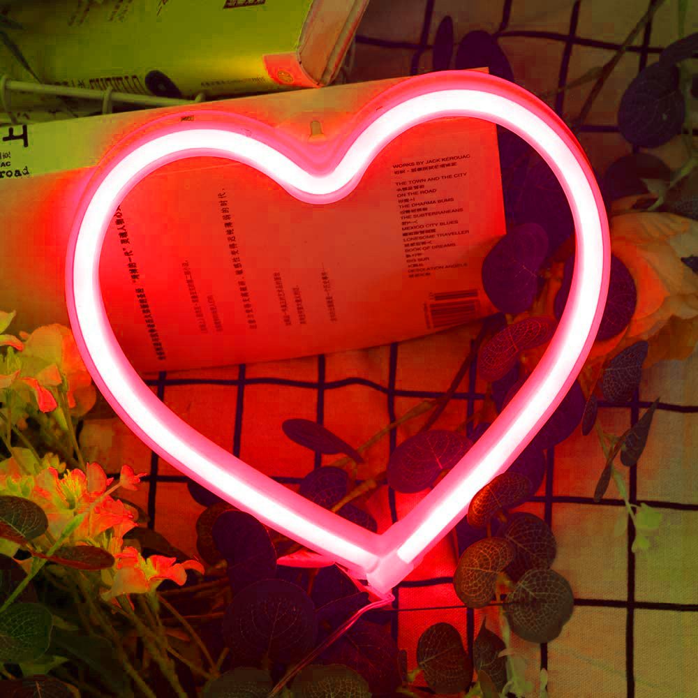 Red Heart LED Neon Sign, Heart Wall Light