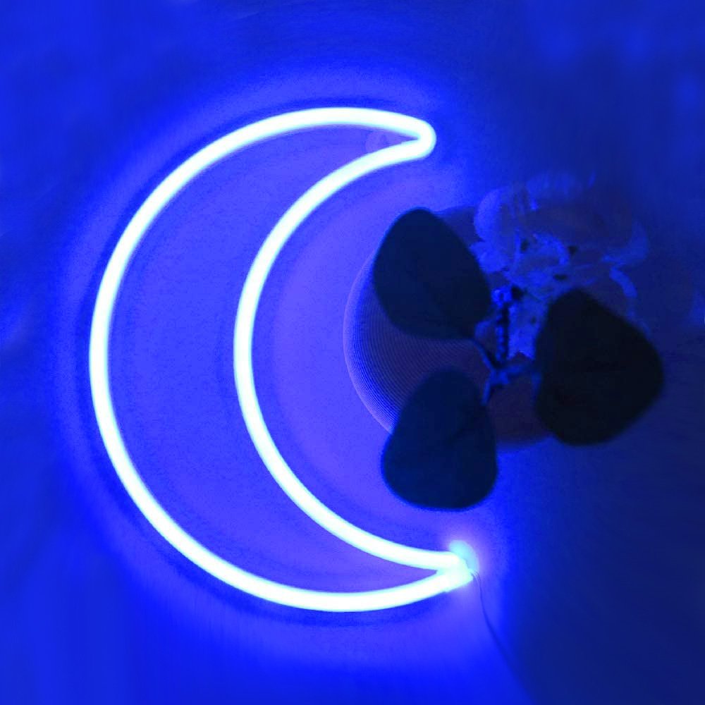 Blue Moon LED Neon Sign, Moon Neon Wall Light