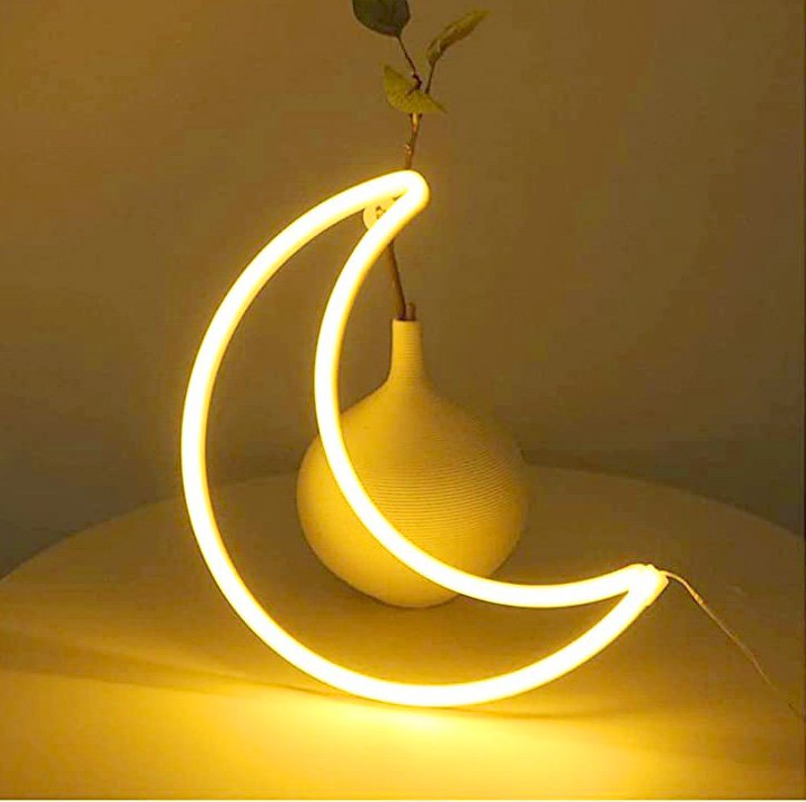 Warm White Moon LED Neon Sign, Moon Neon Wall Light
