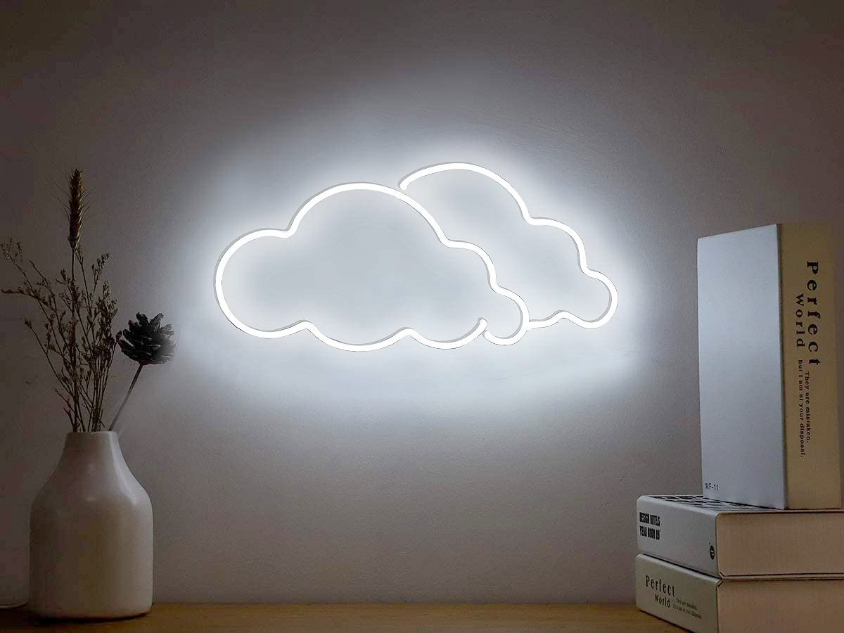 White Double Cloud LED Neon Sign, Cloud Neon Wall Light