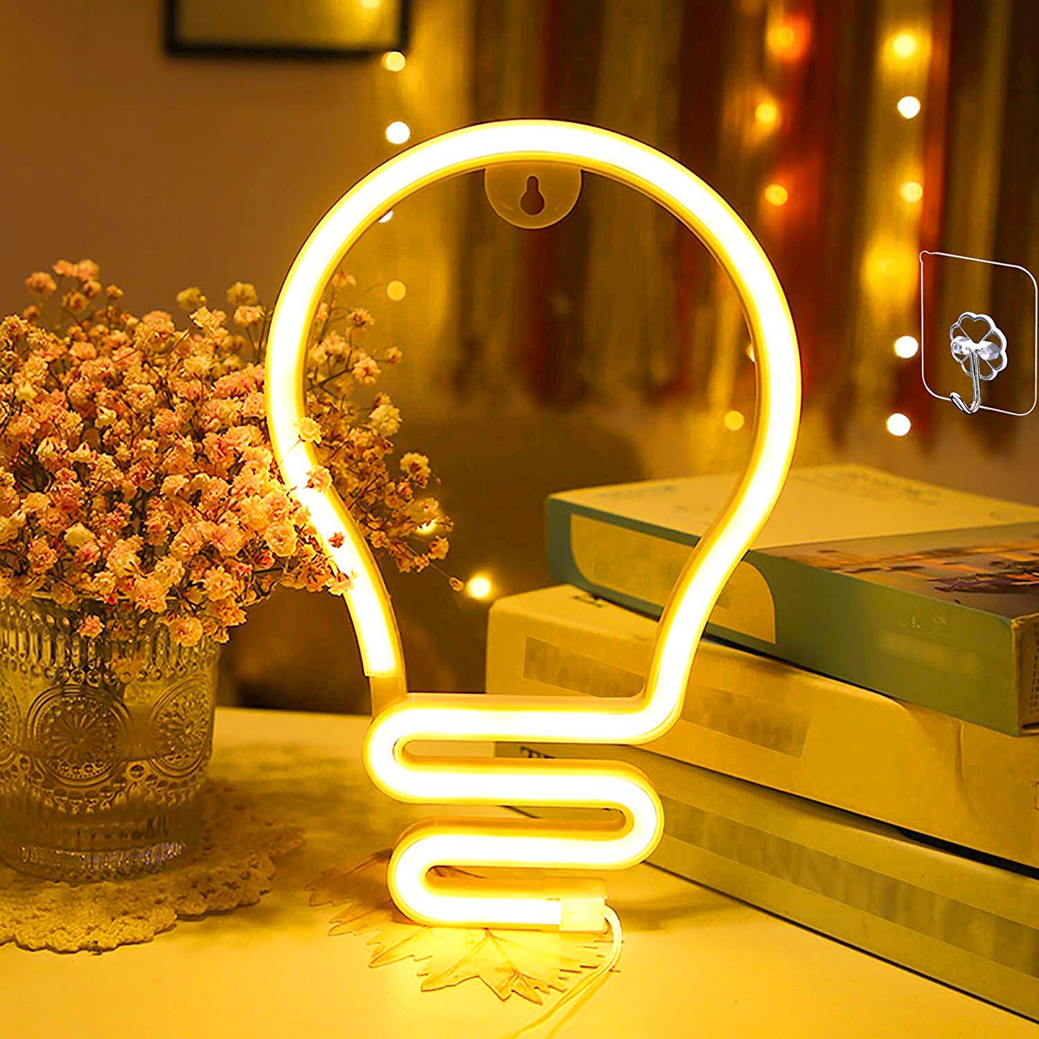 White Lightbulb LED Neon Sign, Lightbulb Neon Lamp, White Wall Light