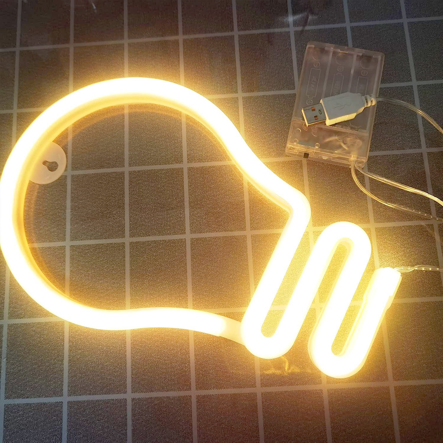 White Lightbulb LED Neon Sign, Lightbulb Neon Lamp, White Wall Light