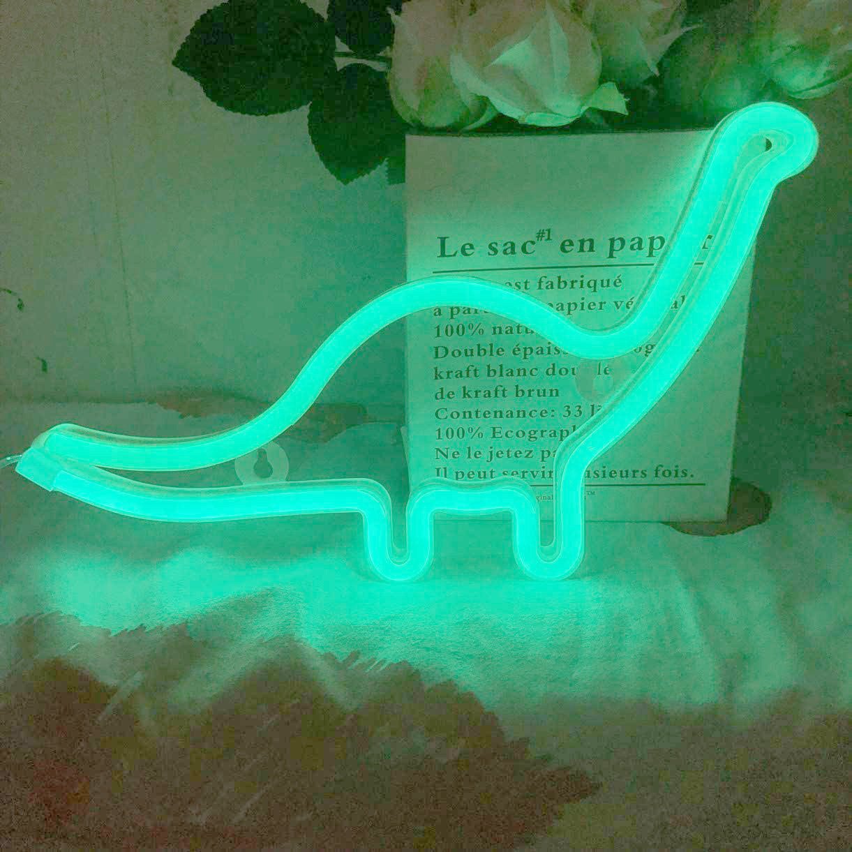 Green Dino LED Neon Sign, Dinosaur Neon Wall Light