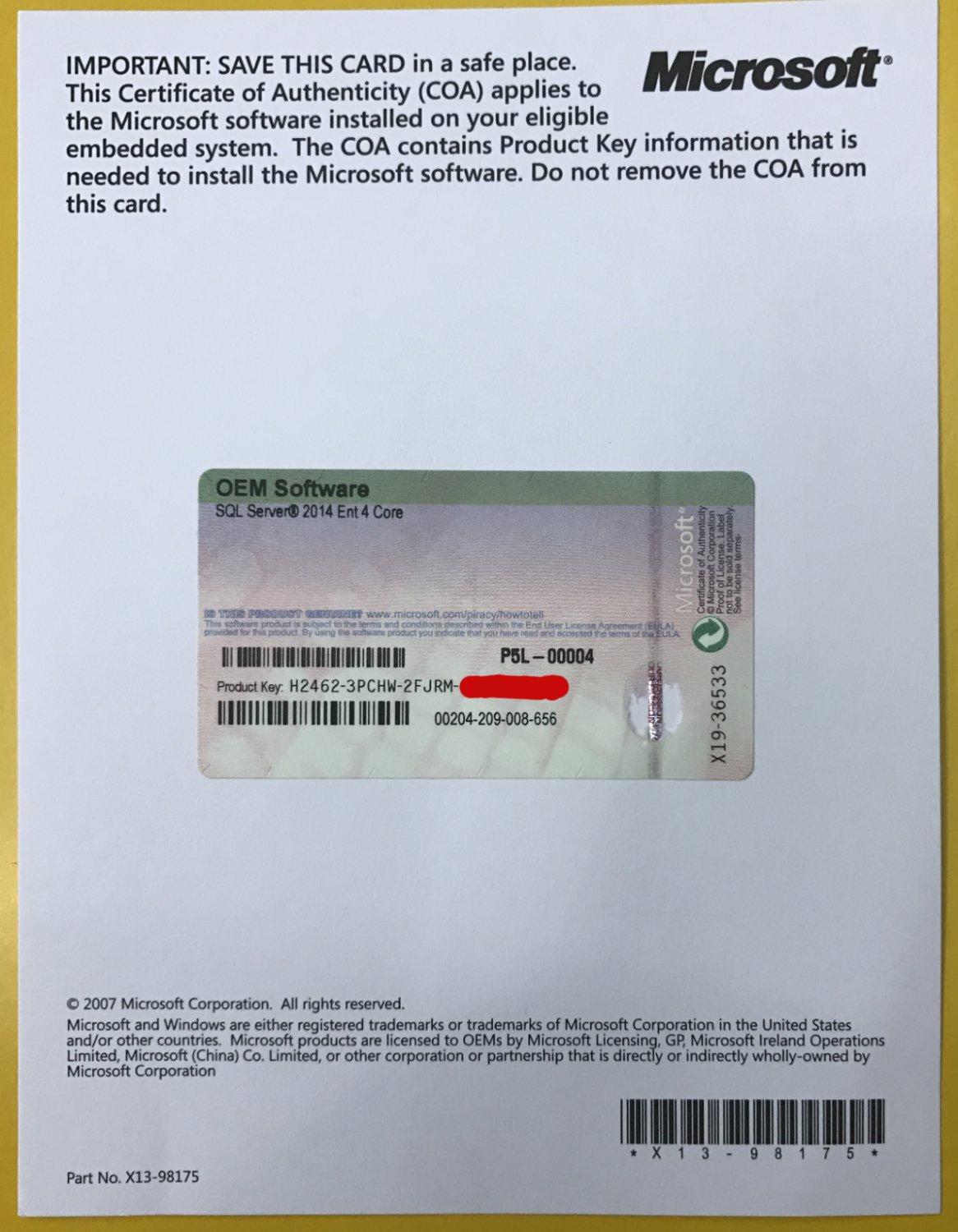 Microsoft SQL Enterprise Server 2012 – 4 Core OEM License