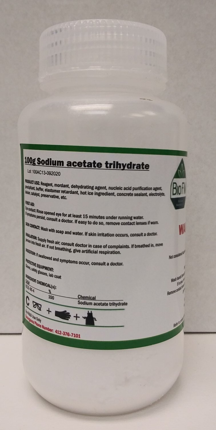 100g Sodium acetate trihydrate