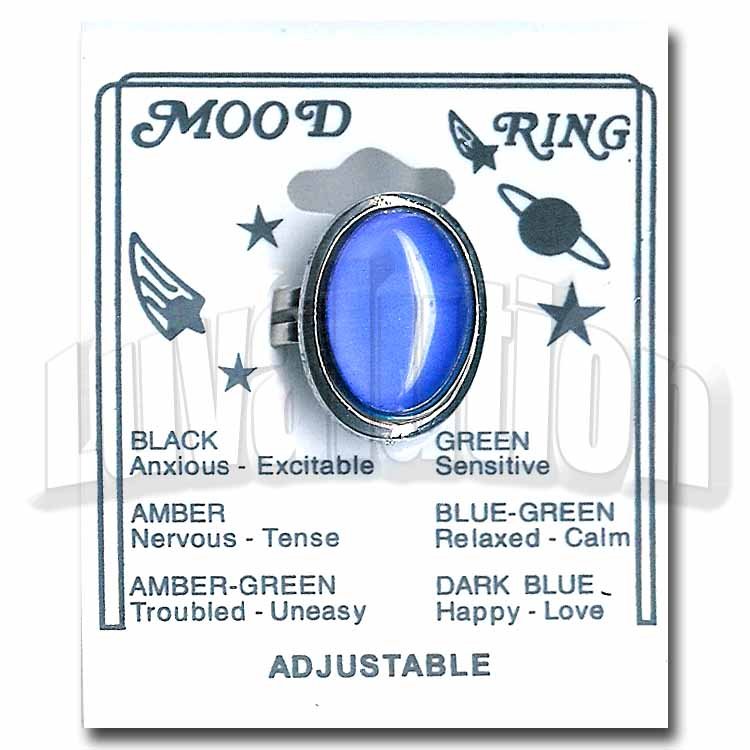 Adjustable Chunky Oval Mood Ring Retro 70s Hippie Chic Carded Color ...