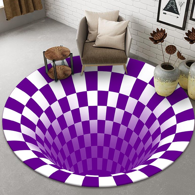 3D Printed Vortex Illusion Living Room Rug Carpet Floor Door Round Mat ...