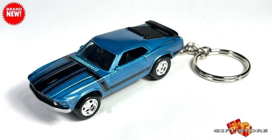 RARE KEY CHAIN 69/70 BLUE FORD MUSTANG BOSS 302 FASTBACK CUSTOM LIMITED ...