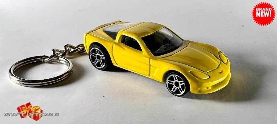 RARE KEYCHAIN YELLOW CHEVY CORVETTE C6 GM CUSTOM Ltd GREAT GIFT or DIORAMA