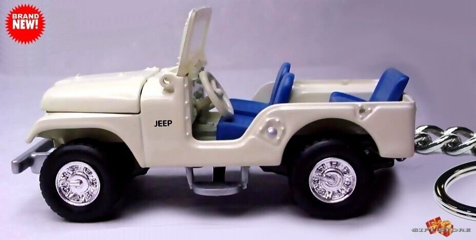 RARE KEYCHAIN WHITE WILLYS CJ5 KAISER JEEP AMC CUSTOM Ltd EDITION GREAT ...