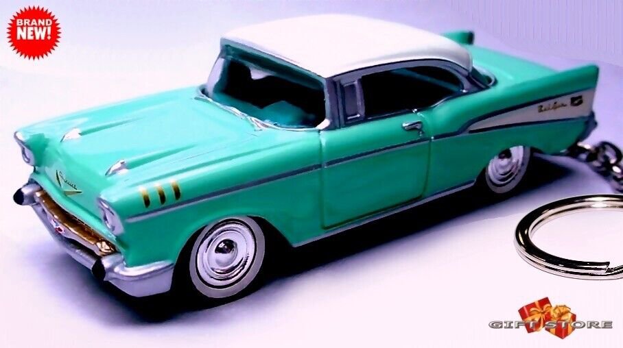 RARE KEYCHAIN 1957 MINT GREEN CHEVY BELAIR CUSTOM Ltd GREAT GIFT NOVELTY