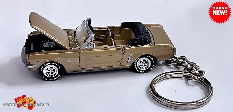 RARE CUSTOM KEYCHAIN GOLD 64½/65/66 FORD MUSTANG™ CONVERTIBLE GREAT GIFT