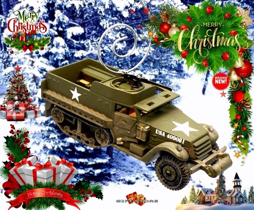 CHRISTMAS ORNAMENT USMC/ARMY MILITARY HALF TRACK M3 ️GREAT GIFT