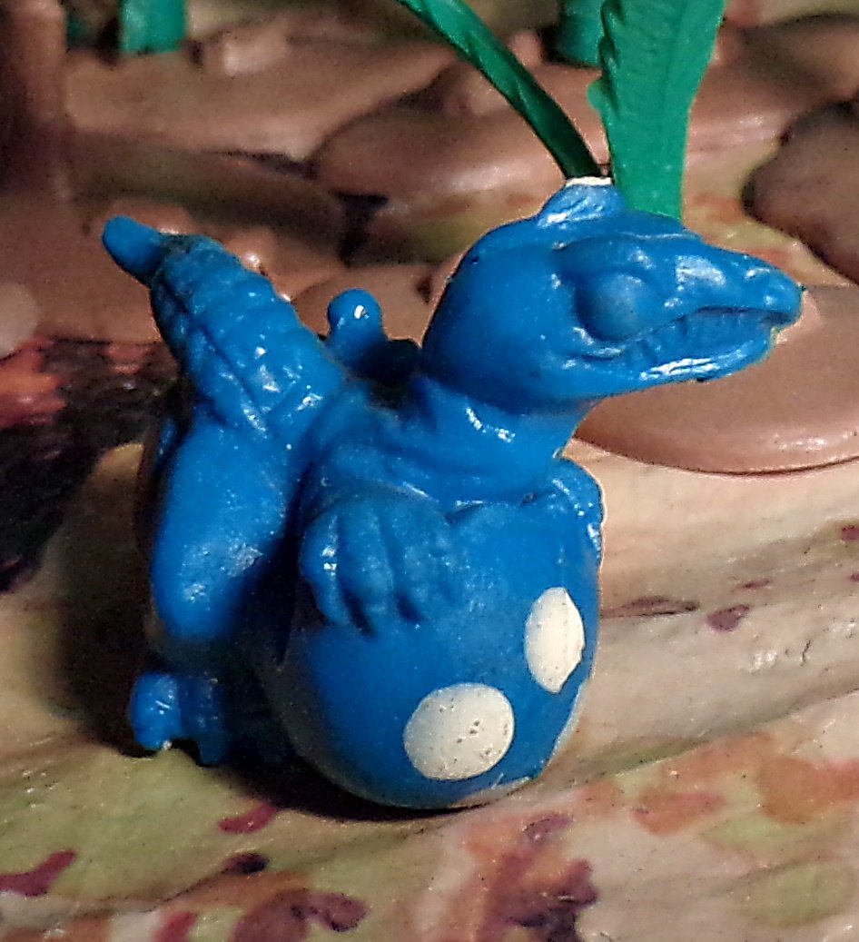 1987 Panosh (aka Dino Mites) Caricature #46 Blue Hatchling Dino w/Egg ...