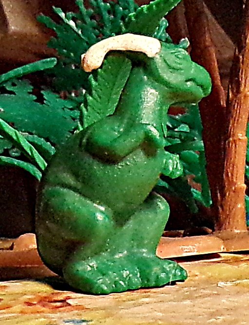 1987 Panosh (aka Dino Mites) Caricature #28 Green Parasaurolophus (5-5-22)