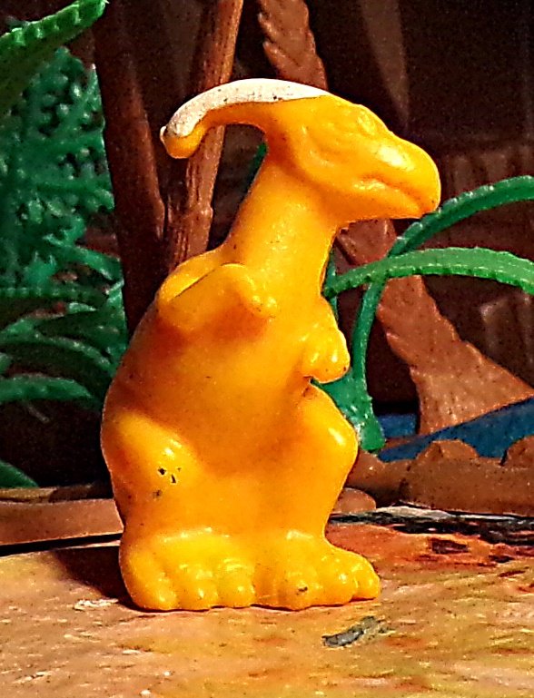 1987 Panosh (aka Dino Mites) Caricature #28 Yellow Parasaurolophus (5-5-22)