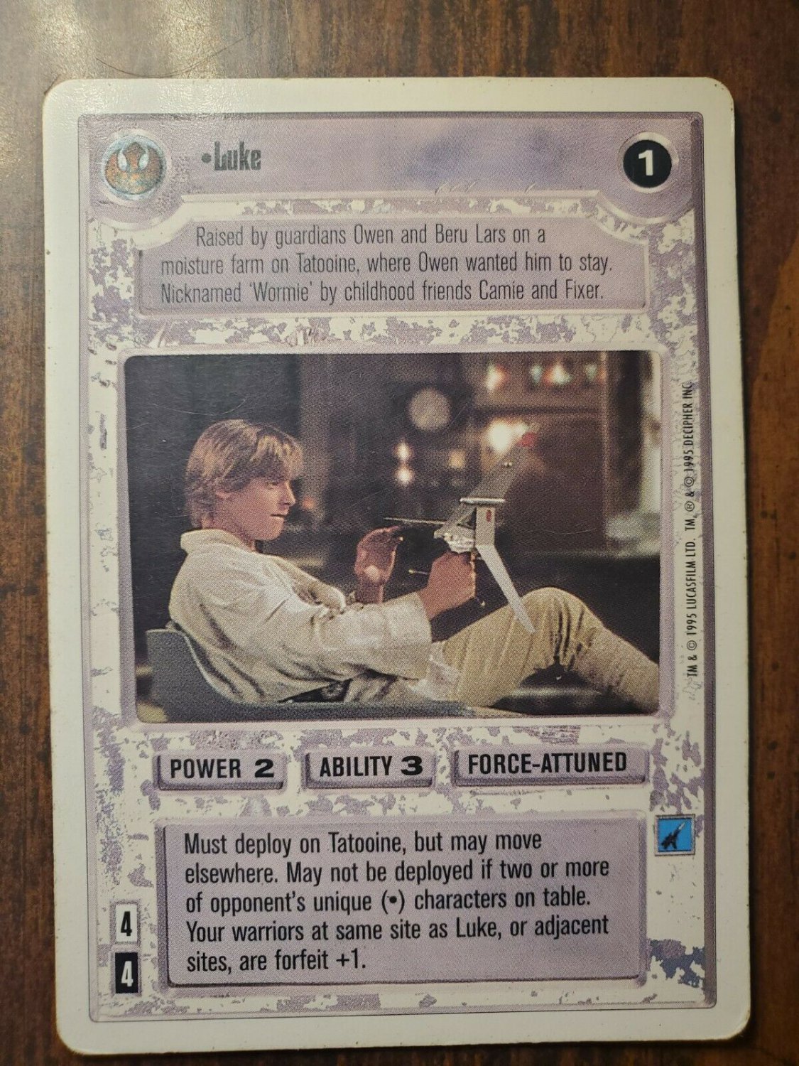 1995 Decipher Star Wars CCG Card "Luke" (White Border)