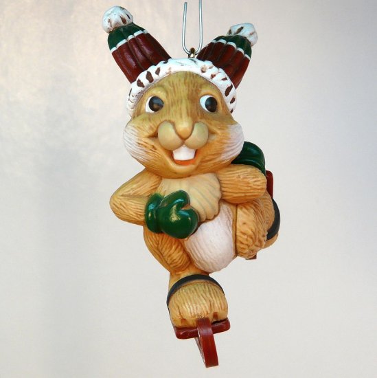 Vintage Hallmark Christmas ornament Skating Rabbit 1983