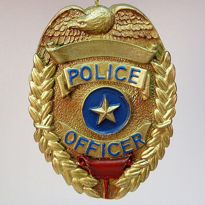 Vanmark Police Officer Badge Christmas ornament PE89114 2000 Blue Hats ...