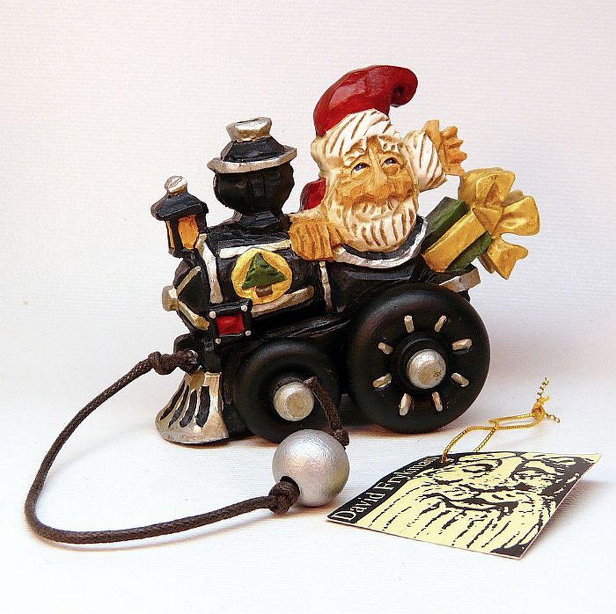 David Frykman Santa on Train pull toy Coyne's 1999 DF1140 figurine