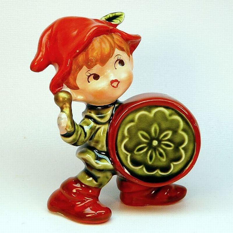 vintage Japan figurine boy with drum ceramic drummer