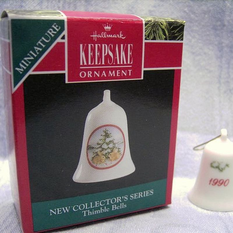 Vtg 1990 Thimble Bell 1 Hallmark Miniature Keepsake Christmas Ornament ...