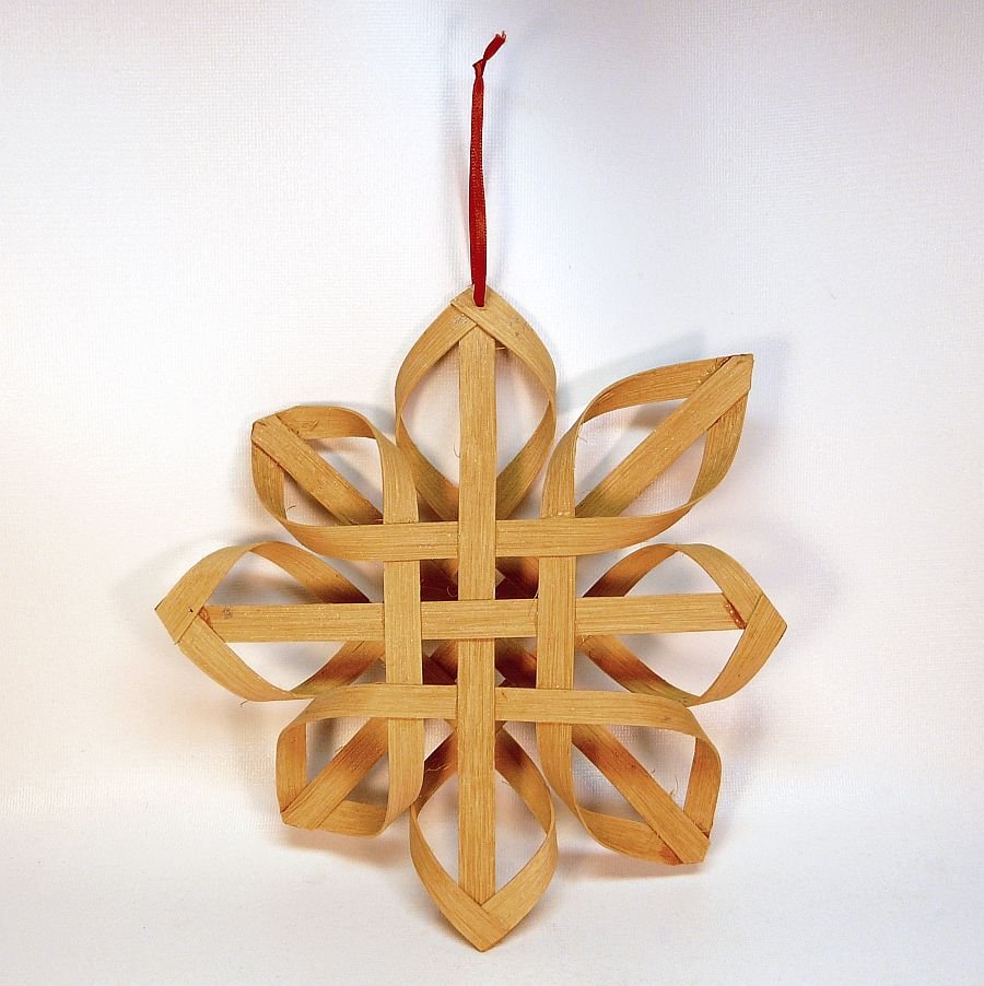 Vintage woven reed star or snowflake decoration ornament handmade