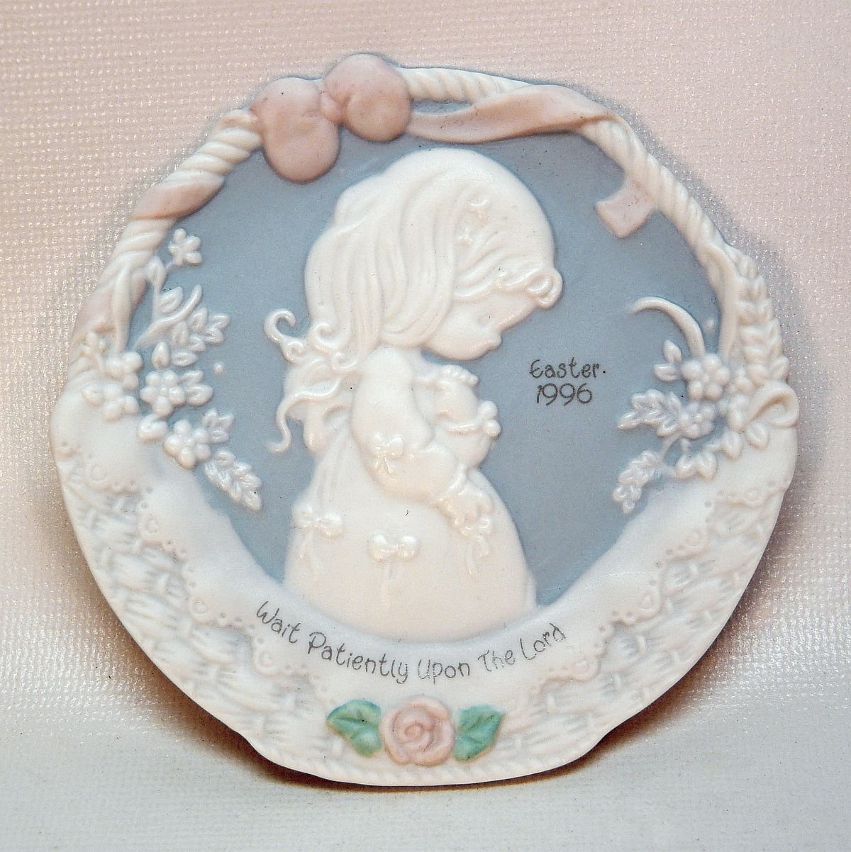 Precious Moments Easter 1996 mini collectible plate Wait Patiently Upon ...