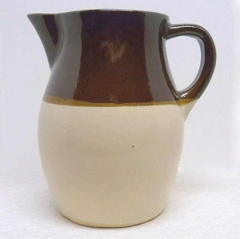 Vintage Robinson Ransbottom Pitcher Brown and Cream Glaze